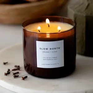 SLOW NORTH Orange + Clovesignature 3-wick Candle - Brown