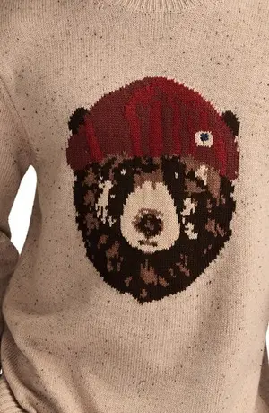 Lucky Brand Intarsia Bear Crewneck Sweater