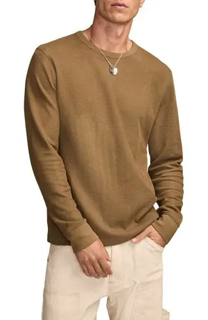 Lucky Brand Duofold Textured Long Sleeve Cotton T-shirt - Olive