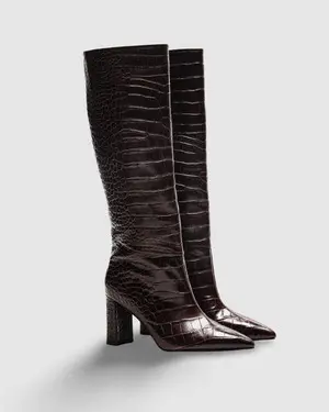 MI/MAI Wassily Croc-style Long Boot - Chocolate