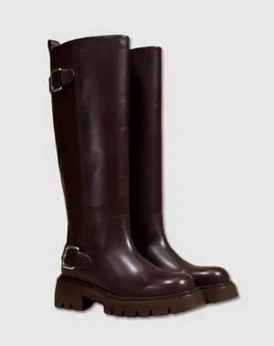MI/MAI Herpen Long Boots With Treaded Sole - Chocolate