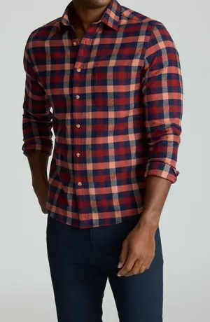 UNTUCKIT Plenville Flannel Shirt - Maroon