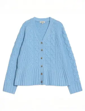 ALBARAY Cable Peplum Cardigan