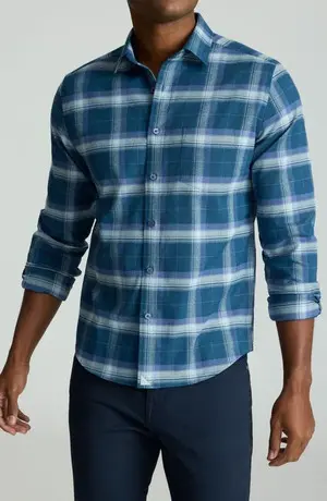 UNTUCKIT Barker Shadow Check Performance Flannel Button-up Shirt