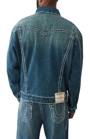 True Religion Drop Shoulder Denim Trucker Jacket