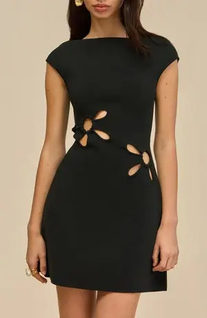Cult Gaia Yudi Cutout Daisy Knit Minidress - Black