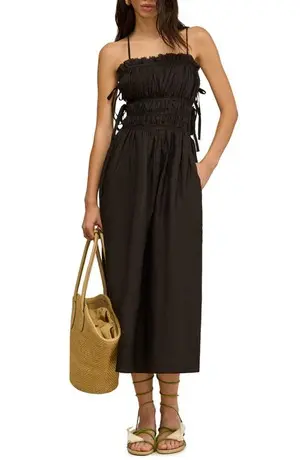 Cult Gaia Lola Ruched Linen-blend Sundress - Black