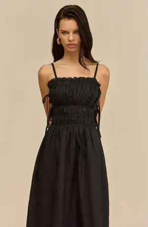 Cult Gaia Lola Ruched Linen-blend Sundress