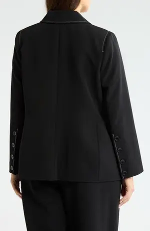 TAHARI ASL Topstitch Detail One-button Blazer