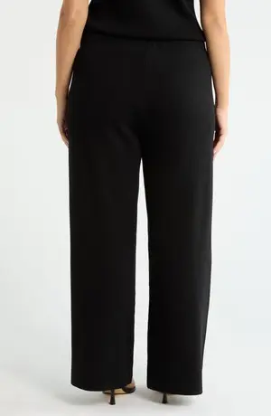 TAHARI ASL Sweater Knit Straight Leg Pants - Black