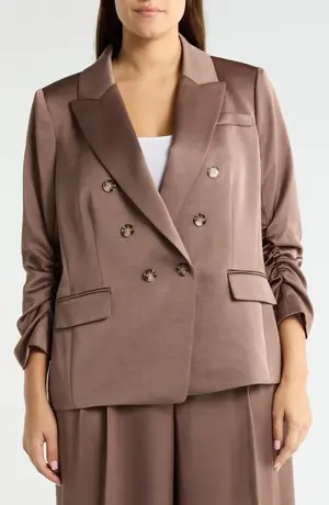 TAHARI ASL Double-breasted Satin Blazer