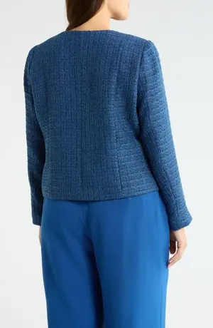 TAHARI ASL Collarless Bouclé Jacket