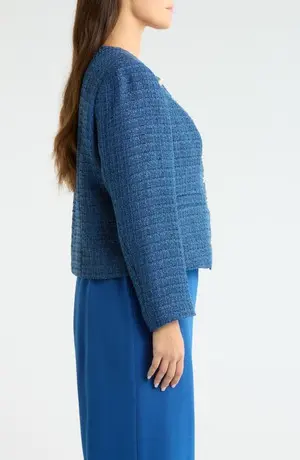 TAHARI ASL Collarless Bouclé Jacket