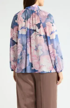 TAHARI ASL Printed Ruffle Top