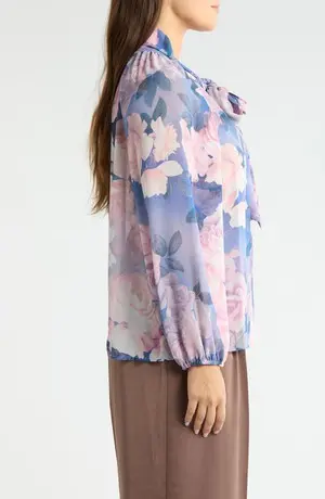 TAHARI ASL Printed Ruffle Top