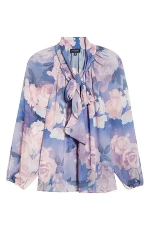 TAHARI ASL Printed Ruffle Top