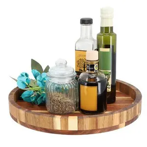 MEGACHEF 13 Inch Wood Lazy Susan Tray - Acacia