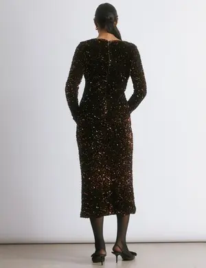 ALBARAY Velvet & Sequin Midi Dress