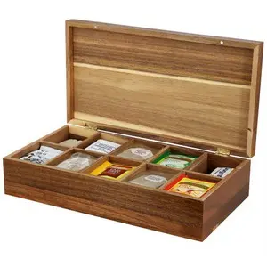 MEGACHEF Wood Tea Box Organizer Acacia