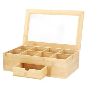 MEGACHEF Wood Tea Box Organizer - Bamboo