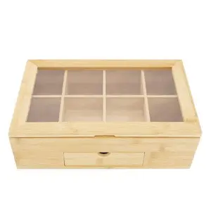 MEGACHEF Wood Tea Box Organizer - Bamboo