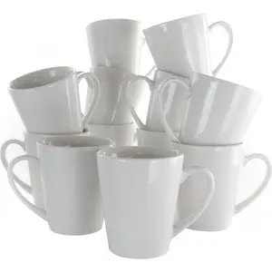 ELAMA Holt 12 Piece 10 Ounce Porcelain Mug Set - White