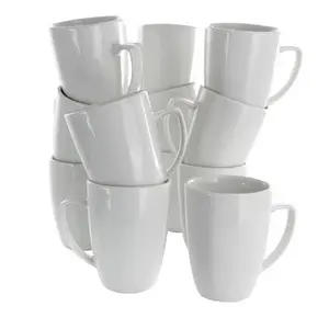 ELAMA Riley 12 Piece 12 Ounce Porcelain Mug Set - White