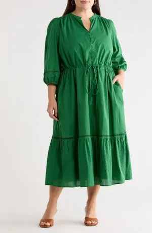 SUGARLIPS Long Sleeve Maxi Dress - Emerald