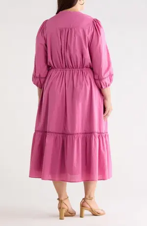 SUGARLIPS Long Sleeve Maxi Dress - Magenta