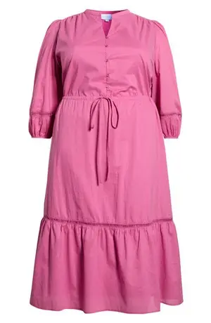 SUGARLIPS Long Sleeve Maxi Dress - Magenta
