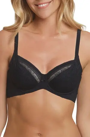 DOMINIQUE INTIMATES Tessa Full Figure Lace Support Bra - Black