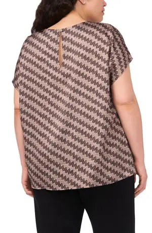 Halogen Zigzag Dot Print Cap Sleeve Shell