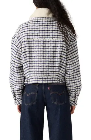 LEVI'S 90s Shrunken Trucker Jacket With Faux Shearling Collar - Dowsett Plaid Birch A