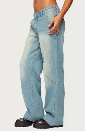 EDIKTED Kiria Stitched Low Rise Baggy Jeans