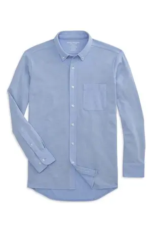 Mack Weldon Silver Cotton Blend Piqué Button-down Shirt - Chambray