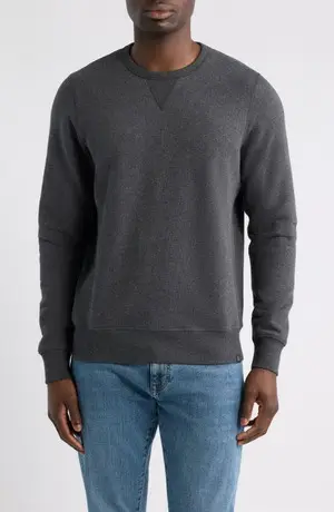 Mack Weldon Ace Cotton Blend French Terry Crewneck Sweatshirt - Charcoal Heather