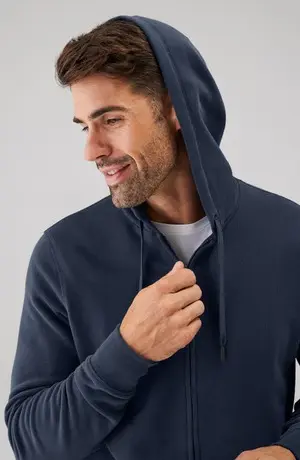 Mack Weldon Ace Cotton Blend French Terry Zip Hoodie - Total Eclipse