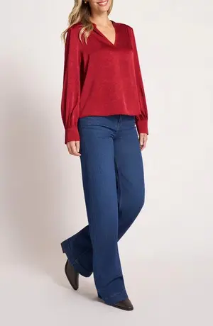Matty M. Lune Split Neck Popover Top