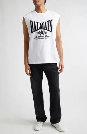 Balmain 1945 Logo Graphic Muscle Tee