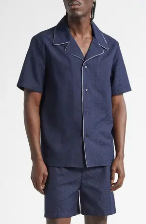 Balmain Monogram Jacquard Pajama Shirt - 6ub Marine