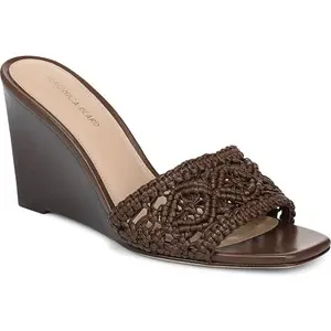 Veronica Beard Macramé Wedge Slide Sandal - Walnut