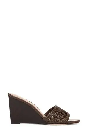 Veronica Beard Macramé Wedge Slide Sandal - Walnut