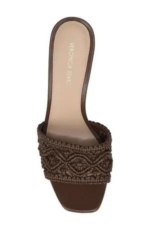 Veronica Beard Macramé Wedge Slide Sandal - Walnut