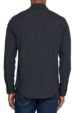 W.R.K Basic Slim Fit Micropaisley Performance Button-up Shirt - Black