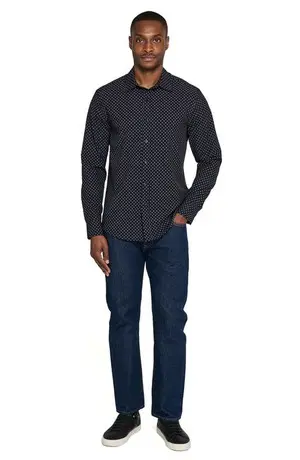 W.R.K Basic Slim Fit Micropaisley Performance Button-up Shirt - Black