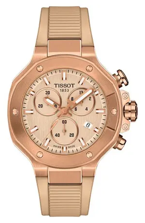 TISSOT T-race Chronograph Silicone Strap Watch - Coral