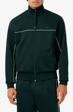 Lacoste Loose Fit Quarter Zip Pullover - Forest Green