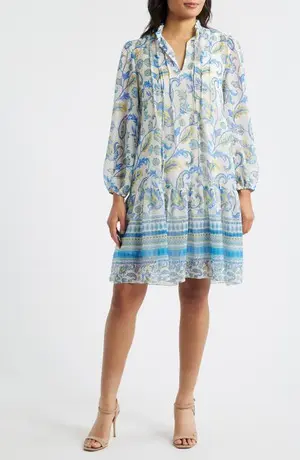 Julia Jordan Long Sleeve Paisley Print Dress