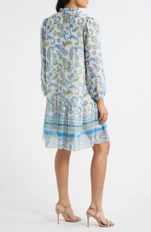 Julia Jordan Long Sleeve Paisley Print Dress
