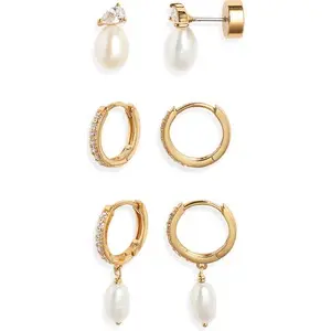 Nordstrom Stud And Hoop Earring Set - 14k Gold Plated